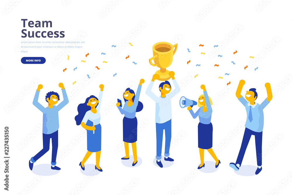 Team Success vector concept. Business people celebrating victory. Man ...
