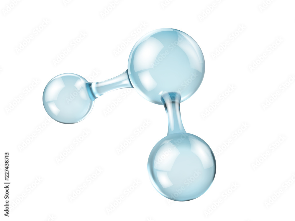 Glass molecule model. Reflective and refractive abstract molecular ...