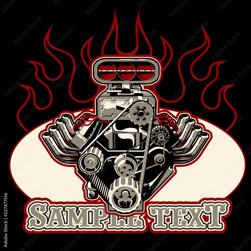 Vector Cartoon Turbo Engine isolated in black background Stock Vector ...