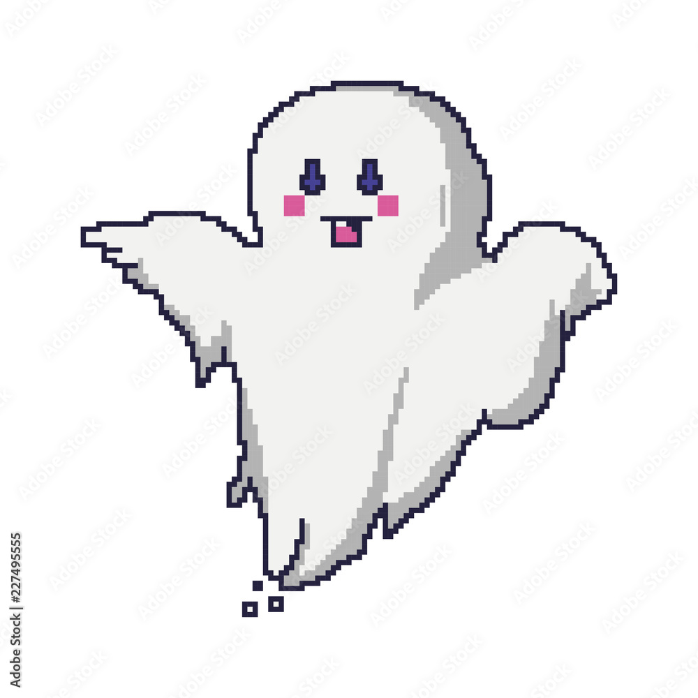 Cute ghost. Pixel art. Icon or component of the game. Vector ...