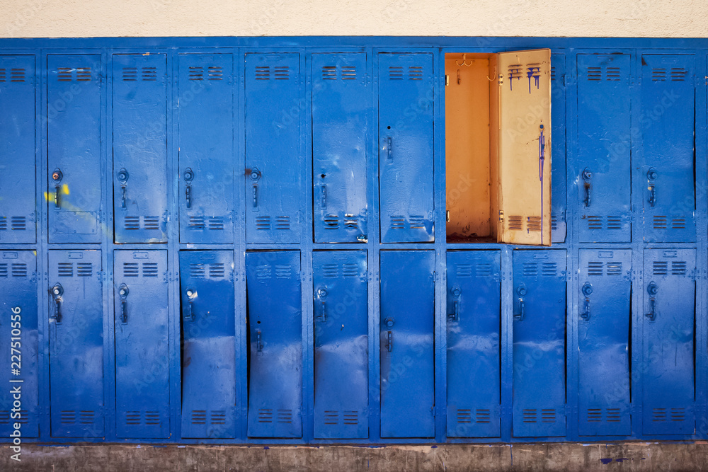 Blue old locker room Stock Photo | Adobe Stock