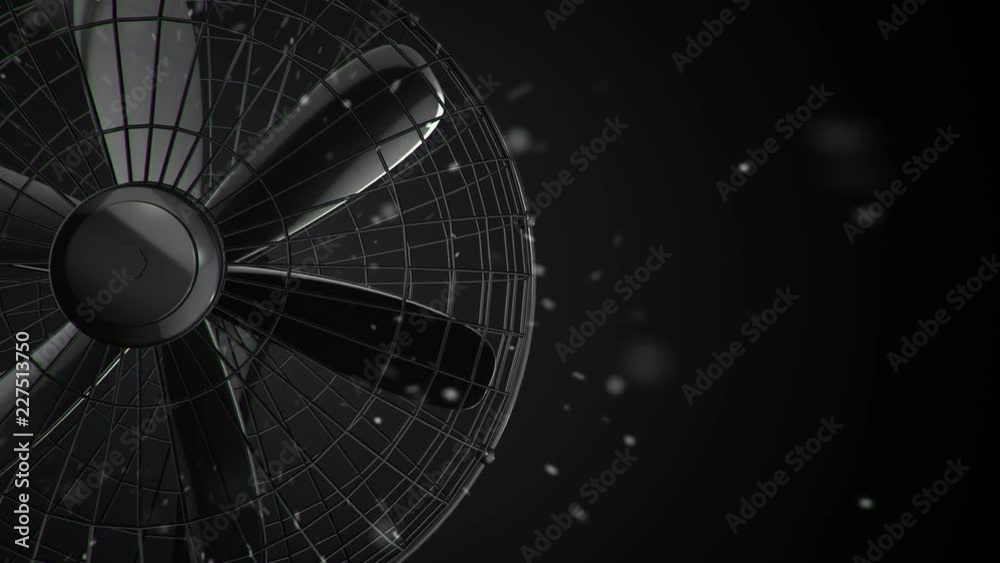 Animation of rotating fan with close up view. Backdrop of air ...