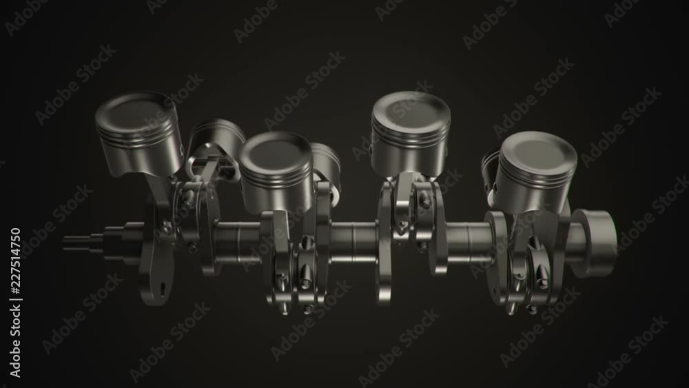Animation movies of engine pistons on a crankshaft. Animation of ...