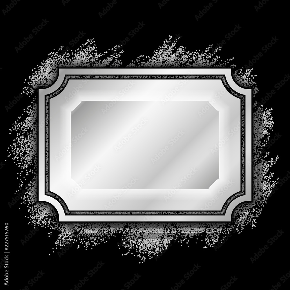Silver frame. Beautiful glitter design. Vintage style decorative border ...
