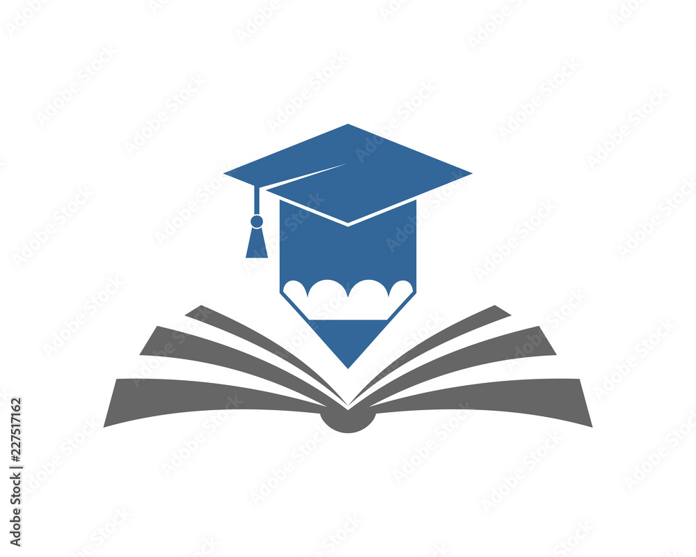 Vector Graduation Hat with Pencil and Book School Sign Symbol Logo ...