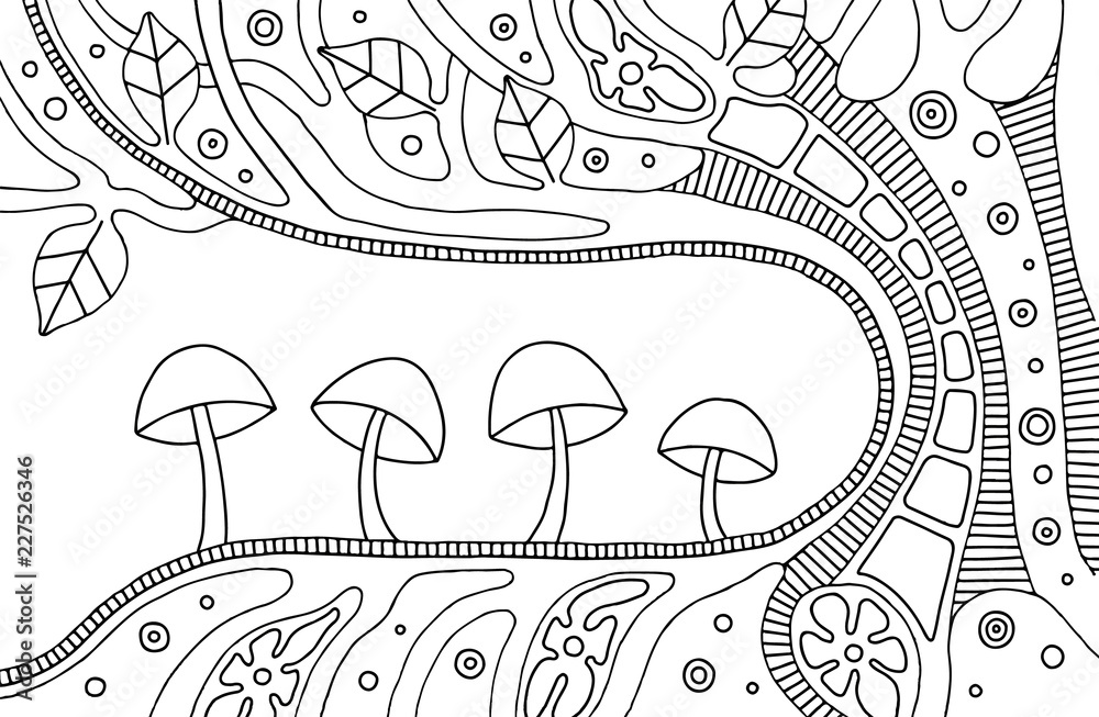 Psychedelic Flower Pen Drawing