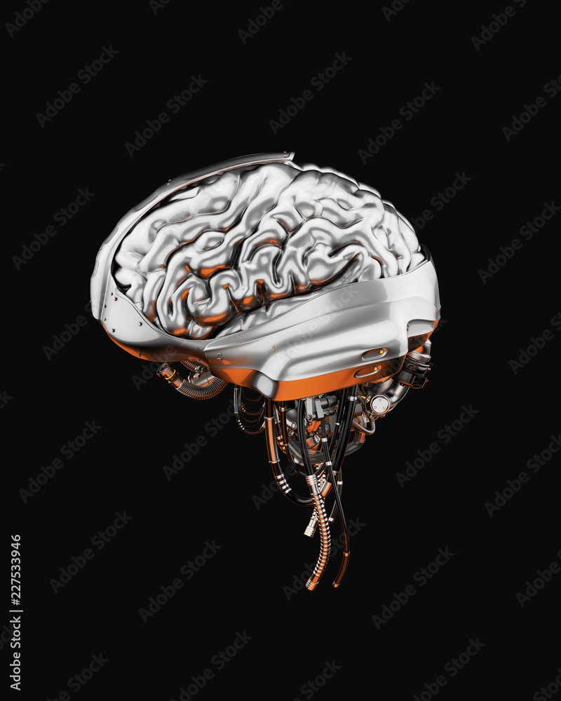 Sci-fi robotic brain organ, 3d illustration Stock Illustration | Adobe ...