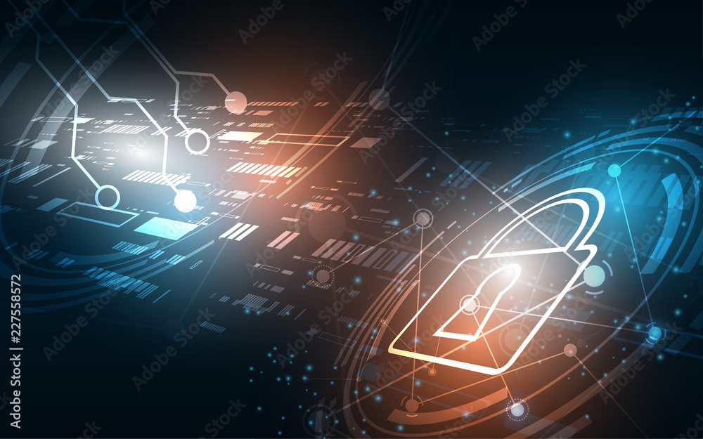 Security cyber digital concept Abstract technology background protect ...
