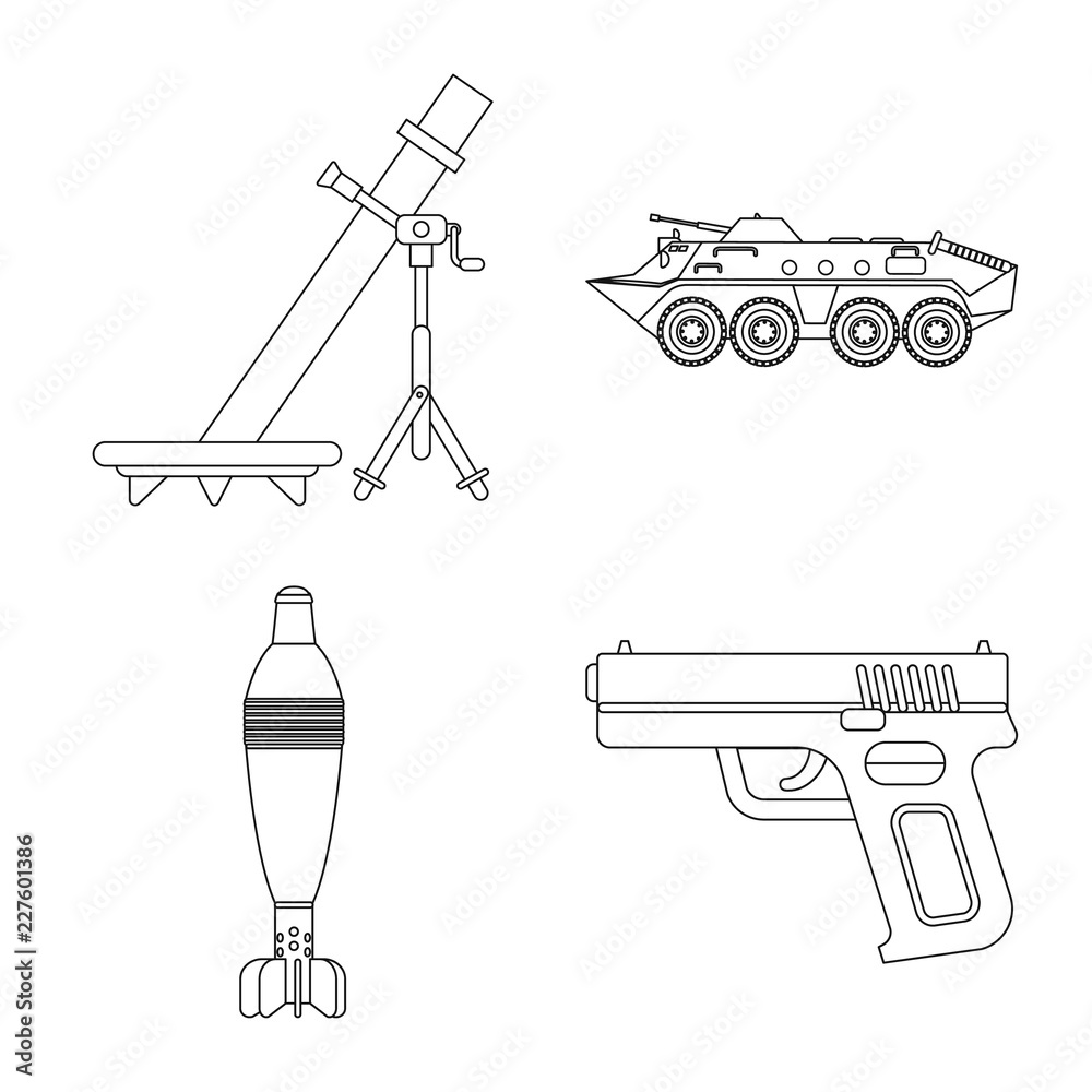 Vector design of weapon and gun logo. Set of weapon and army stock ...