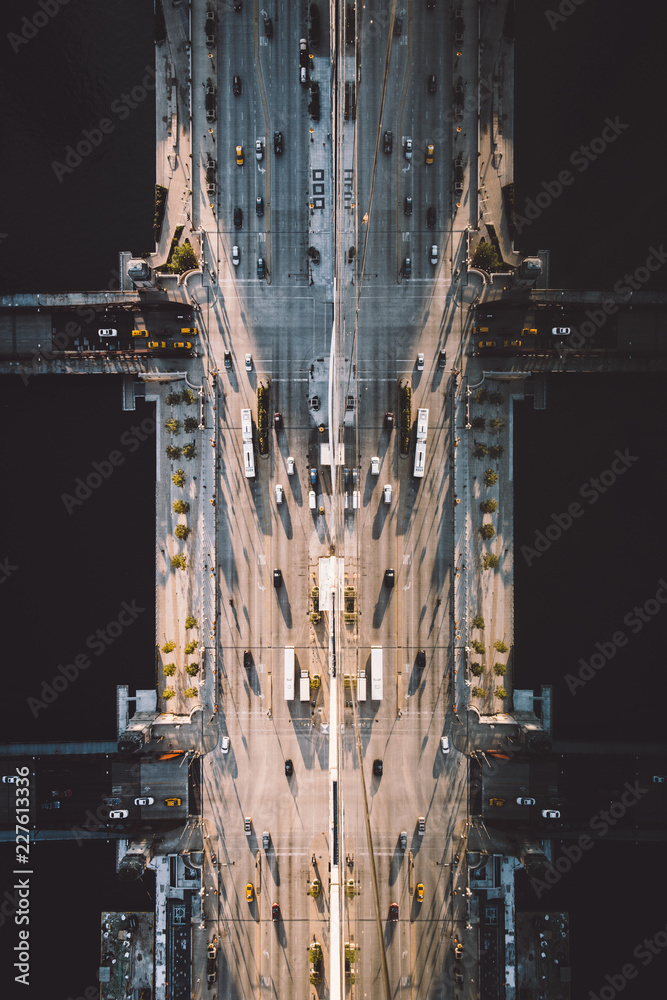 Symmetrical window reflection of Chicago street. Stock Photo | Adobe Stock