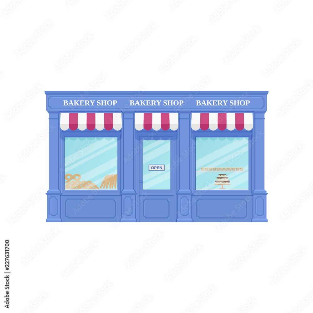 Bakery shop, storefront. Vector. Vintage store front. Facade retail ...