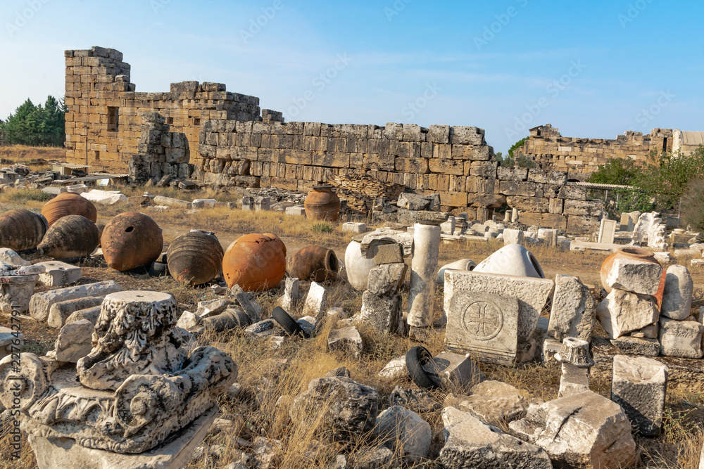 Historical park of ancient architecture. Remains of preserved ancient ...