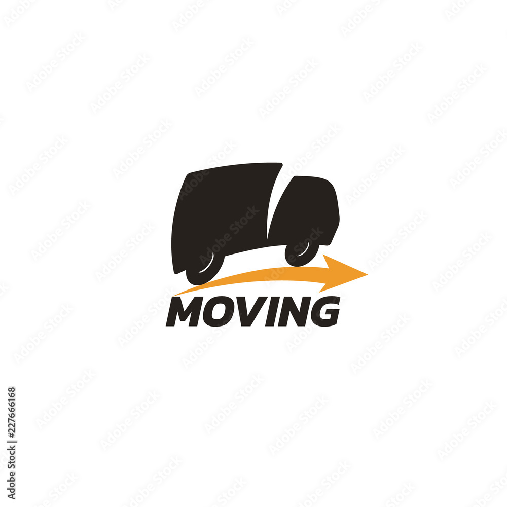 Moving truck logo. Home relocation, stuff transportation, freight ...