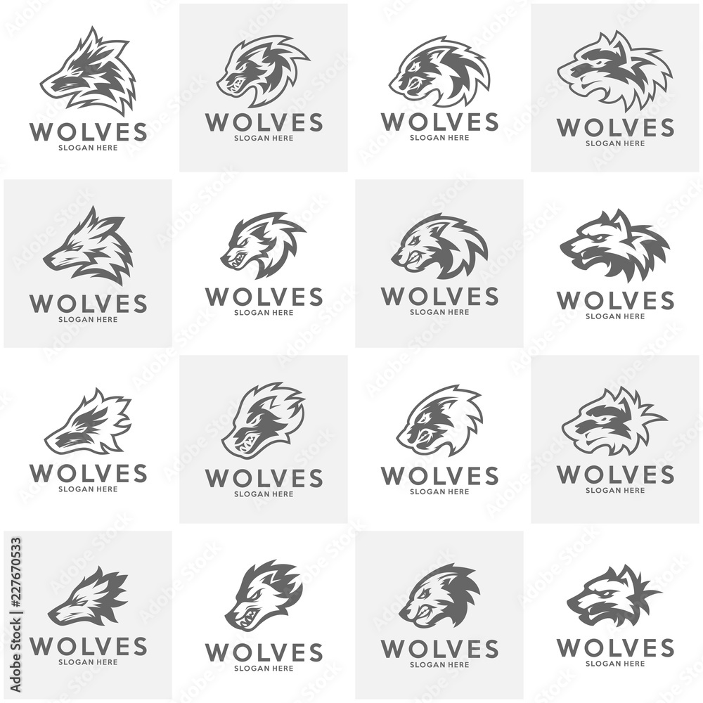 Set of Modern professional Wolf logo for a sport team. Wolf logo vector ...