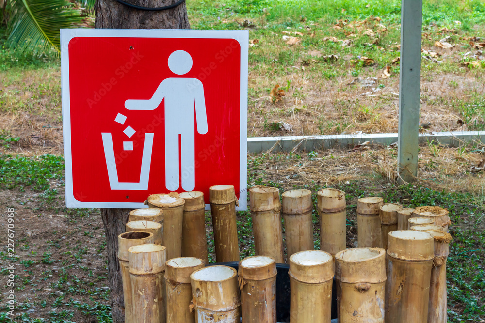 DIY trashcan made from bamboo poles and handmade garbage dropping point ...