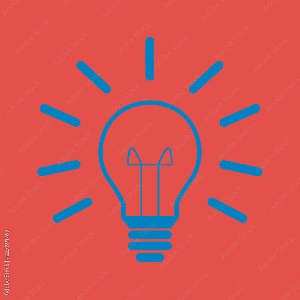 Glühbine mit Strahlen - Icon, Symbol, Piktogramm, grafisches Element ...