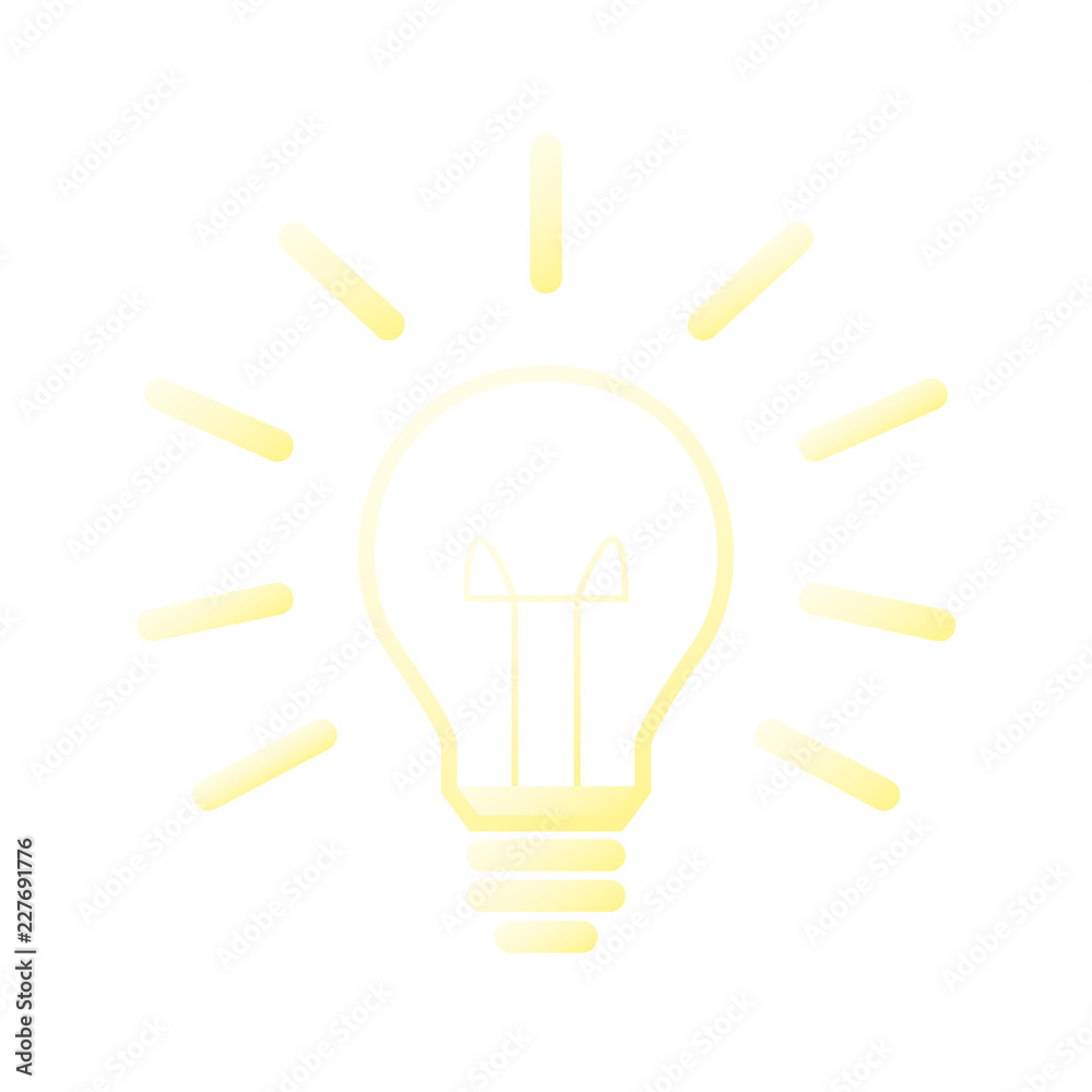Glühbine mit Strahlen - Icon, Symbol, Piktogramm, grafisches Element ...