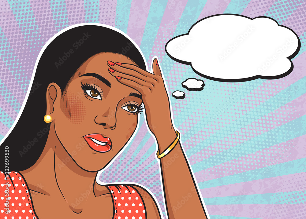 Black Woman Thinking Cartoon