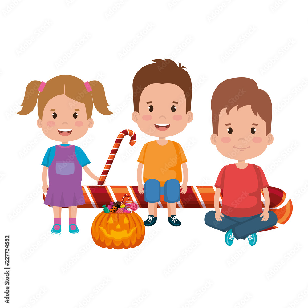 kids with sweet candies set Stock Vector | Adobe Stock