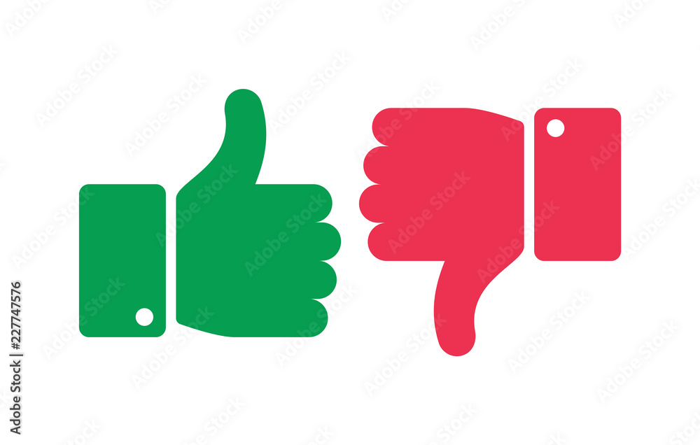 Like unlike buttons. Thumbs up and down isolated icons. Yes and no ...
