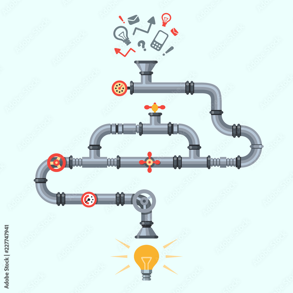 Ideas generator. Idea generation machine, industry pipeline factory ...