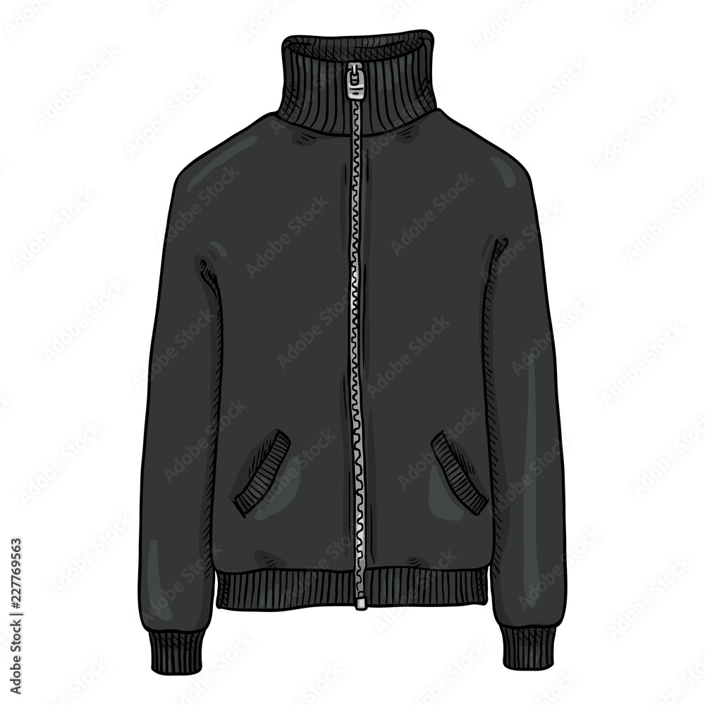Vector Single Cartoon Illustration - Black Sport Jacket with ZIpper ...