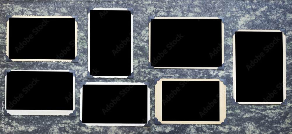 old empty photo frames, vintage photographs with free space for your ...