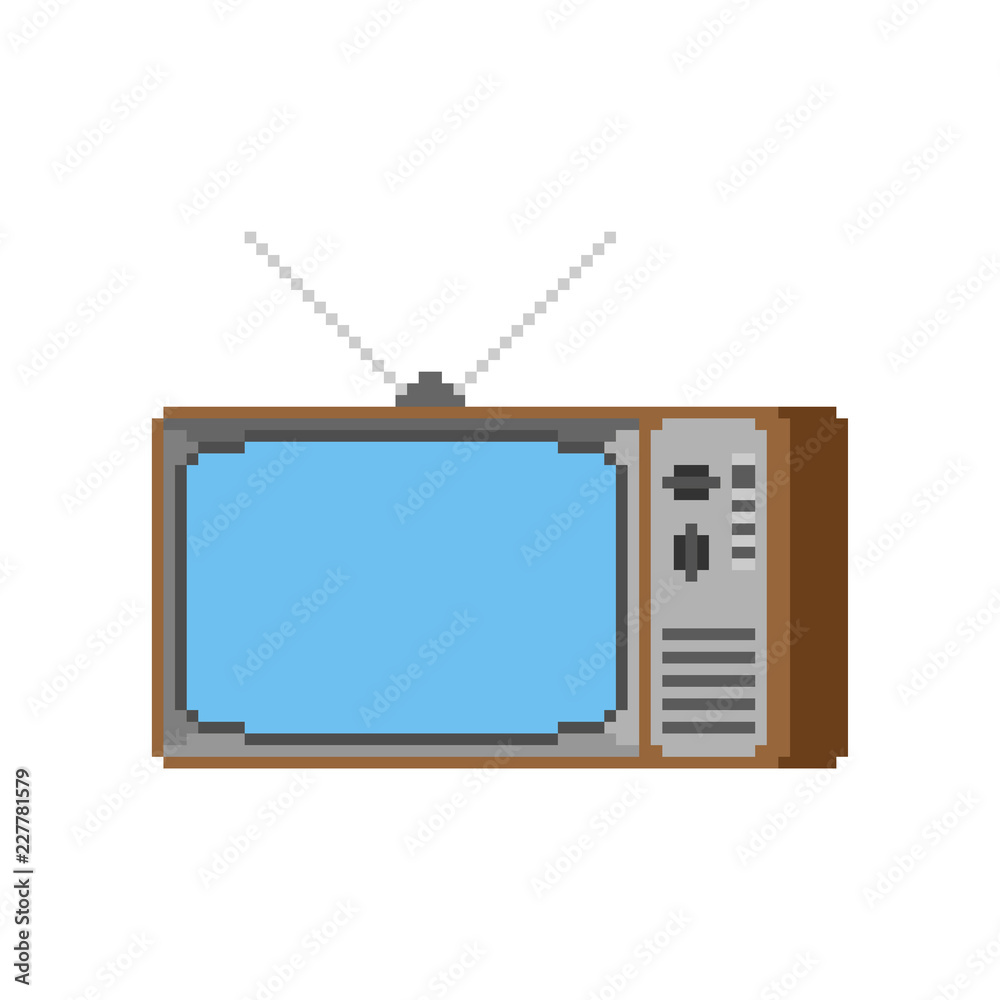 Old TV pixel art. 8 bit Television retro. Vector illustration Stock ...