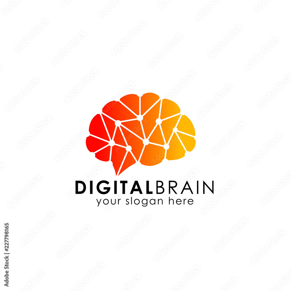 brain connection logo vector icon. digital brain. brain hub logo design ...
