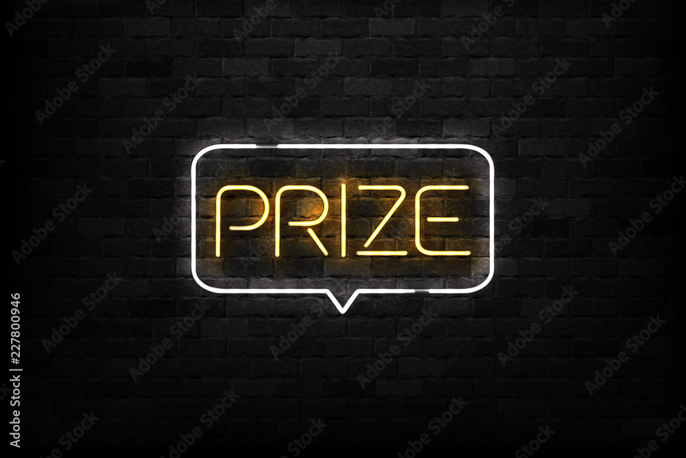 Vector realistic isolated neon sign of Prize logo for decoration and ...