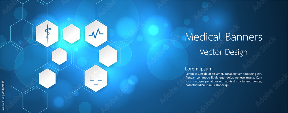 Banner Medical dna and technology background. vector background design ...