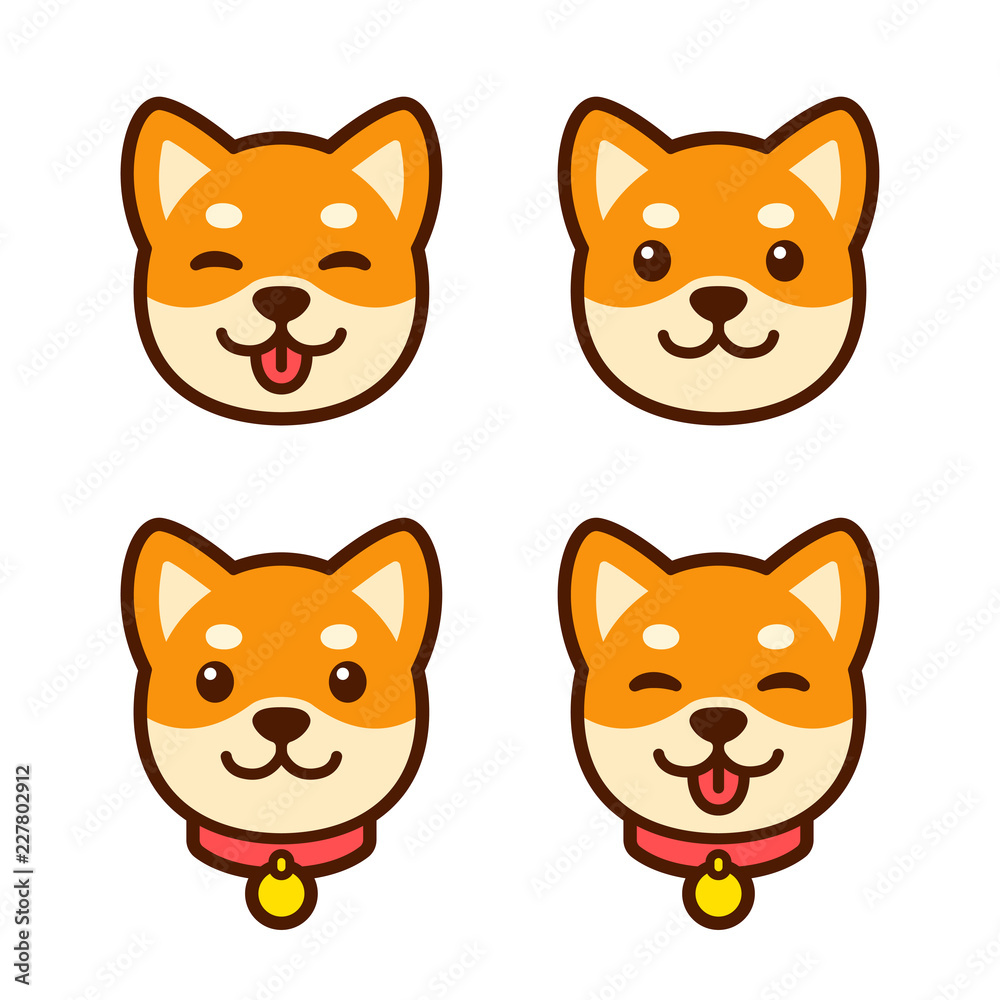 Shiba Inu puppy face set Stock Vector | Adobe Stock