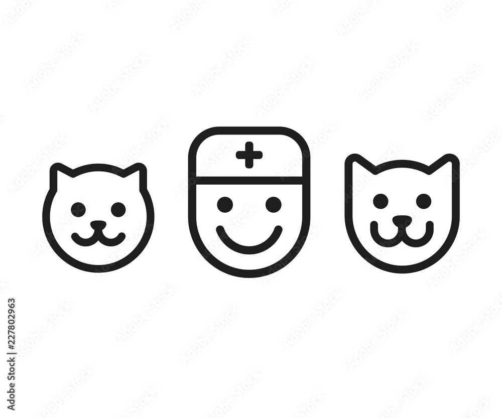 Cat, dog and veterinary doctor icons Stock Vector | Adobe Stock