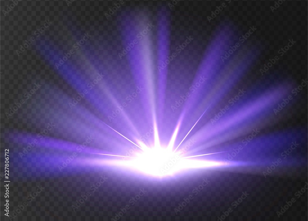 Abstract violet bright light. Violet shine burst isolated on ...
