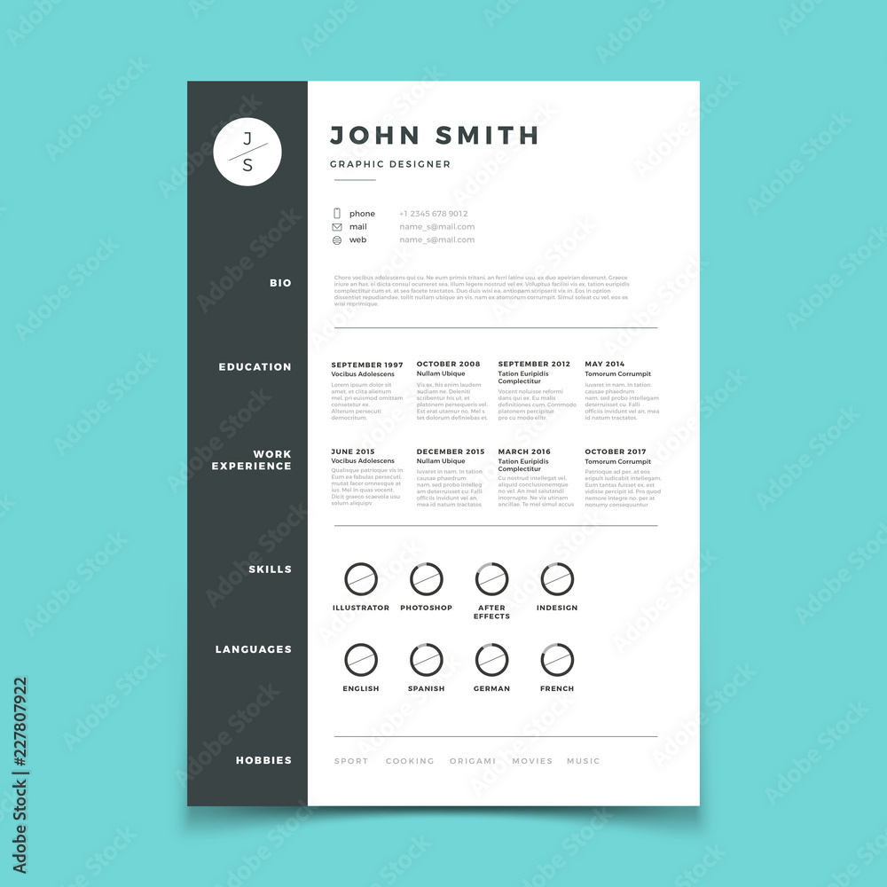 Vetor do Stock: Professional cv. Resume with vitae and curriculum ...