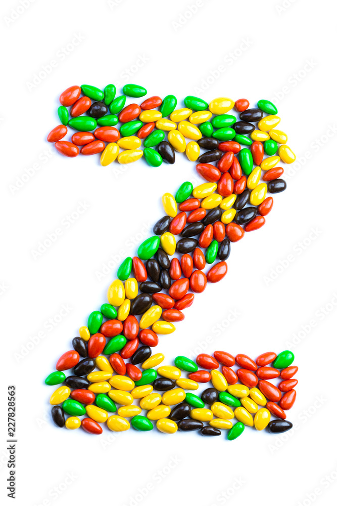 Z letter of alphabet made of candy isolated on white background Stock ...