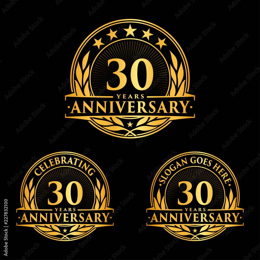 30 Years Anniversary Set. 30th Celebration Logo Collection. Vector and ...