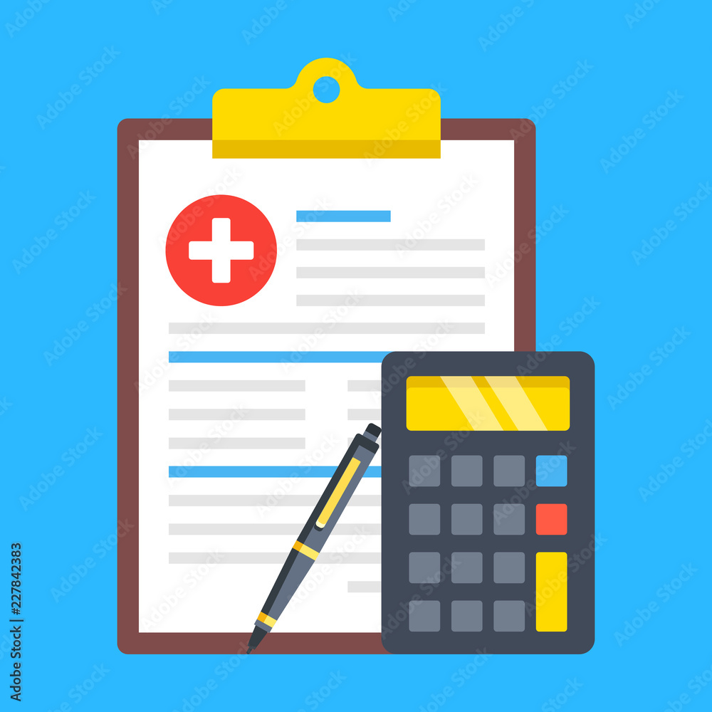 Medical insurance form, health insurance calculator, medical bill. Cost ...