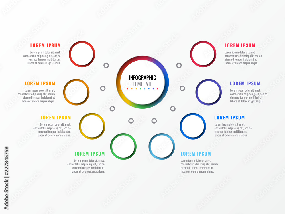 eight steps design layout infographic template with round 3d realistic ...