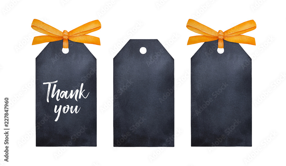 Set of black gift tags. Can be used as pretty mock up for text notes ...