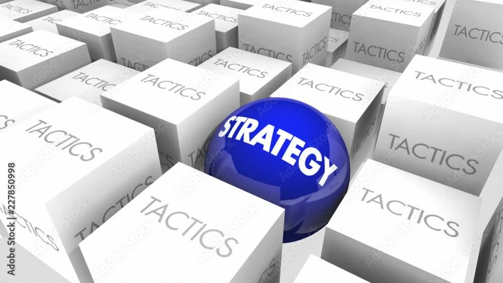 Stockvideo Strategy Vs Tactics Action Plan Goals Objectives 3d ...