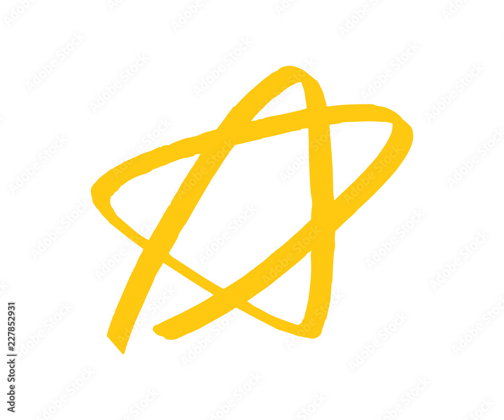 Hand drawn brush stroke or charcoal textured illustration of a star ...