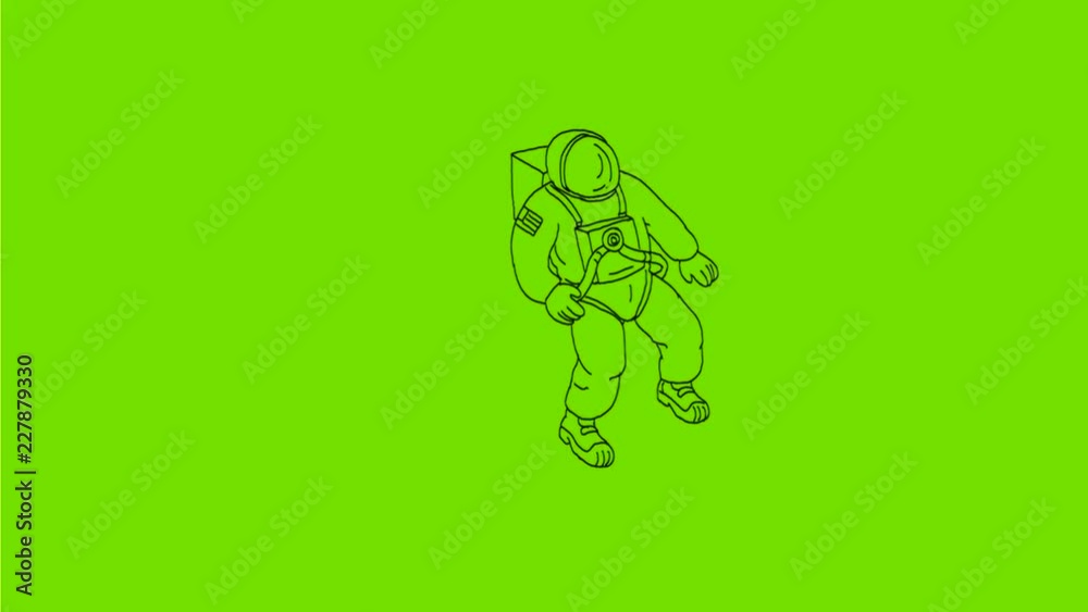 2d Animation motion graphics showing a drawing of an astronaut ...