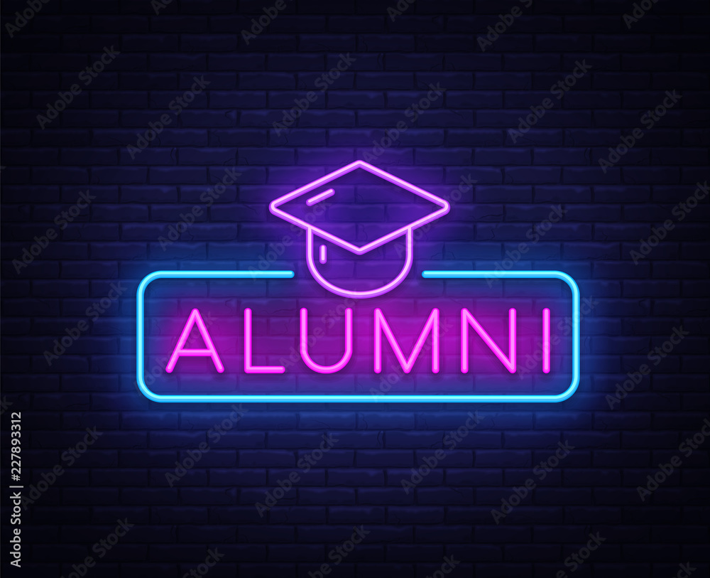 Alumni Neon Sign Vector. Graduation neon symbol, design template ...