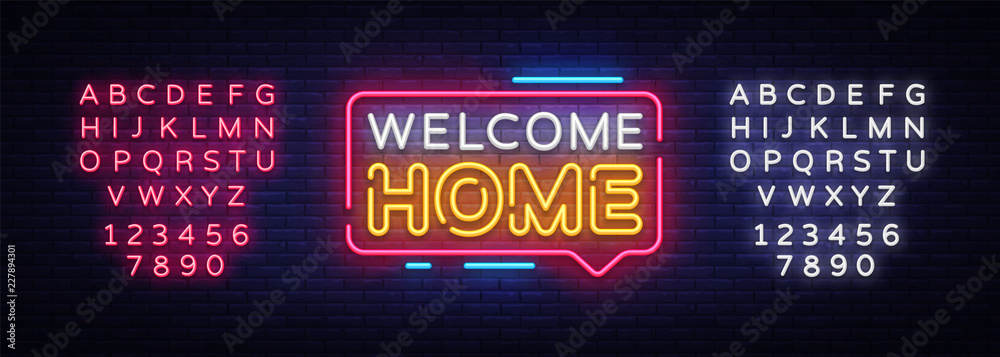 Welcome Home Neon Text Vector. Welcome Home neon sign, design template ...