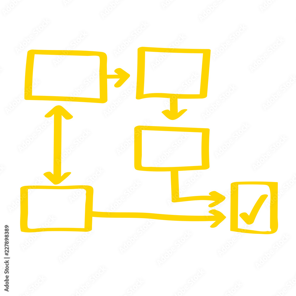 Handgezeichnetes Ablauf-Symbol in gelb Stock-Vektorgrafik | Adobe Stock