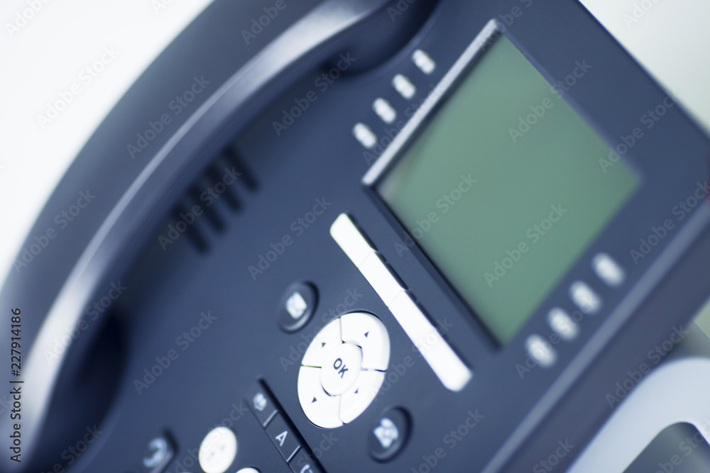 Deskphone, office and business concept. New ip phone with buttons and ...