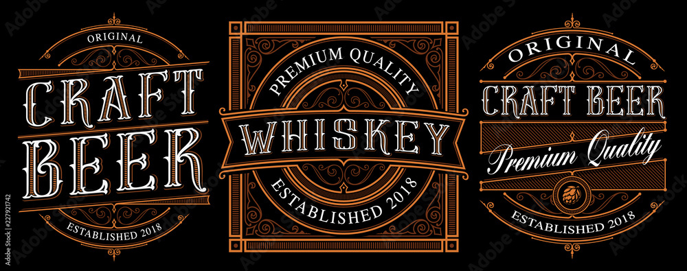 Vintage alcohol labels on dark background Stock Vector | Adobe Stock