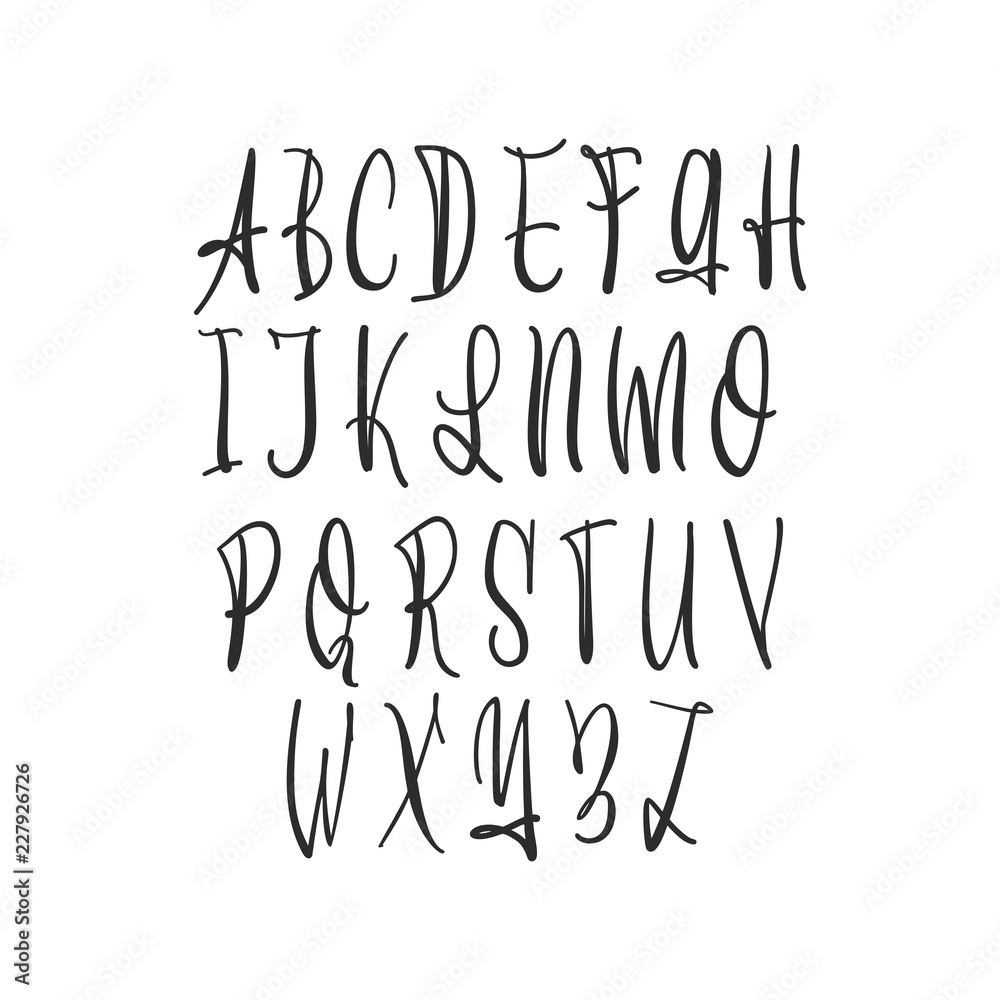 Handwritten lettering vector font aphabet uppercase Stock Vector ...