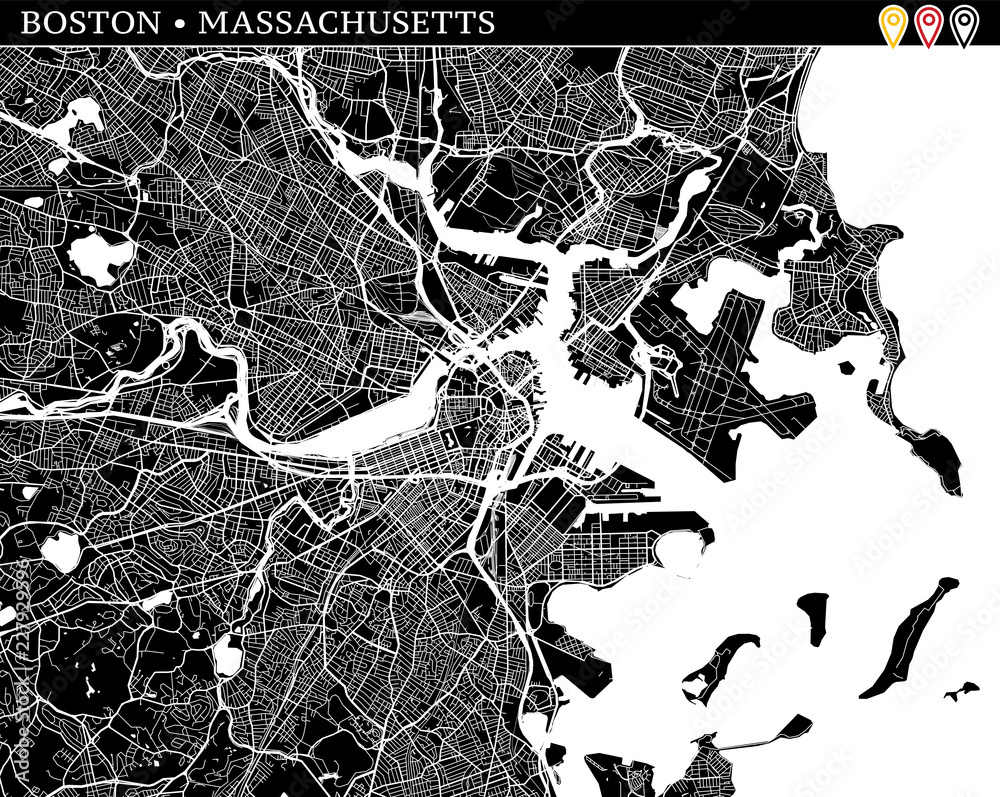 Simple map of Boston, Massachusetts Stock Vector | Adobe Stock